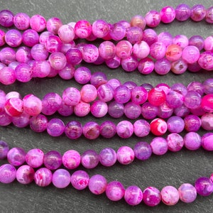 8mm Pink Fire Agate Beads, Full or Half Strand, Round, Purple Pink ...