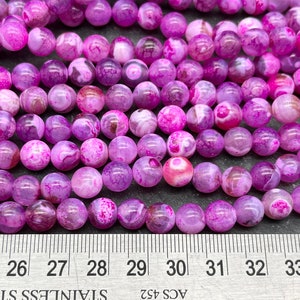 8mm Pink Fire Agate Beads, Full or Half Strand, Round, Purple Pink ...