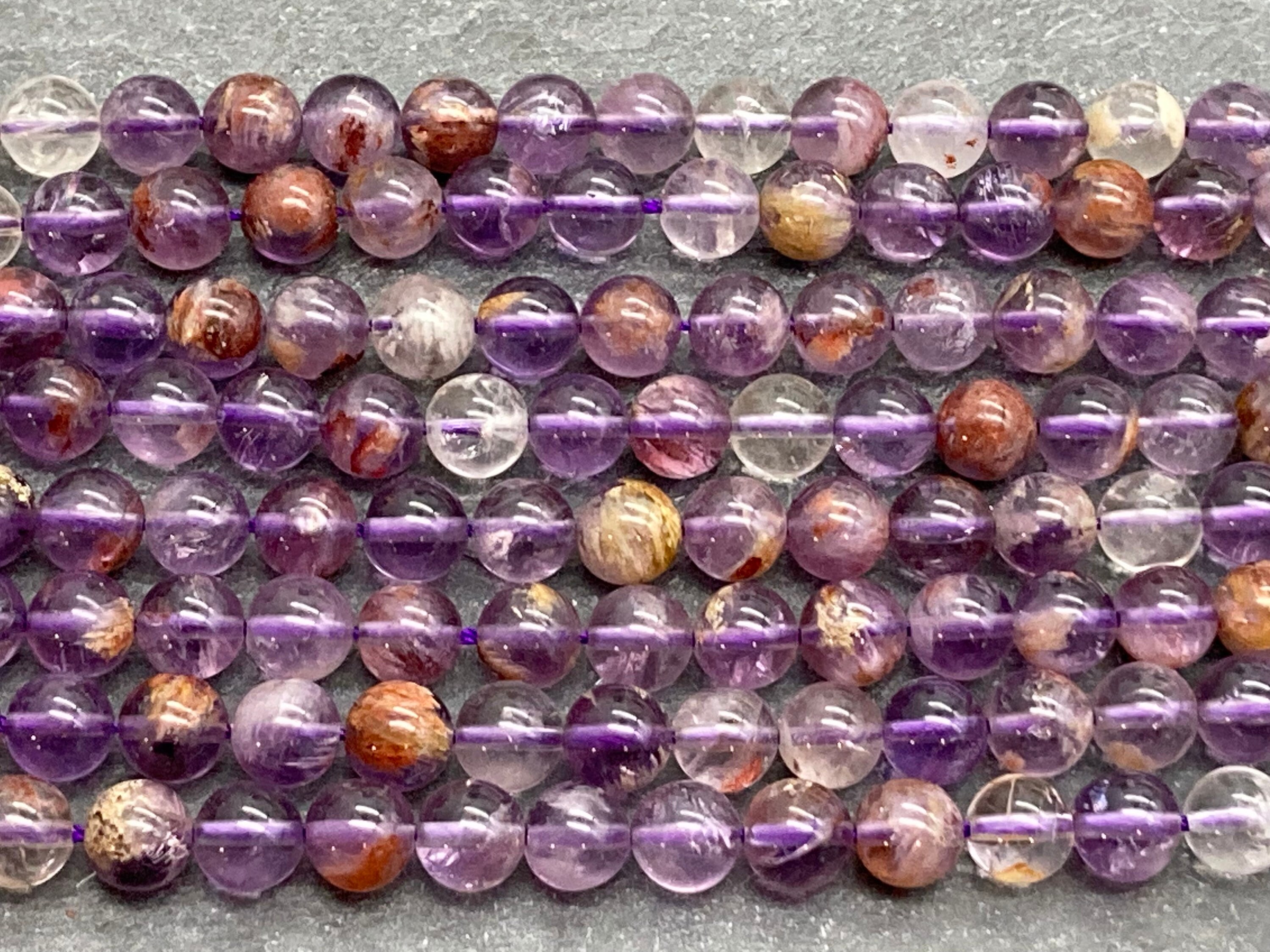 6mm Super Seven Beads Phantom Quartz Full or Half Strand - Etsy