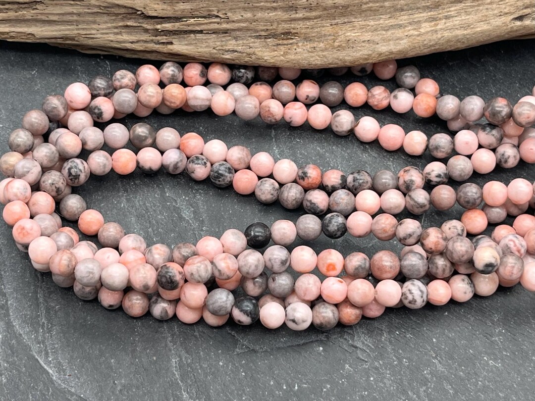 6mm Pink Zebra Jasper, Round, Full Strand or Half Strand, Natural Stone ...