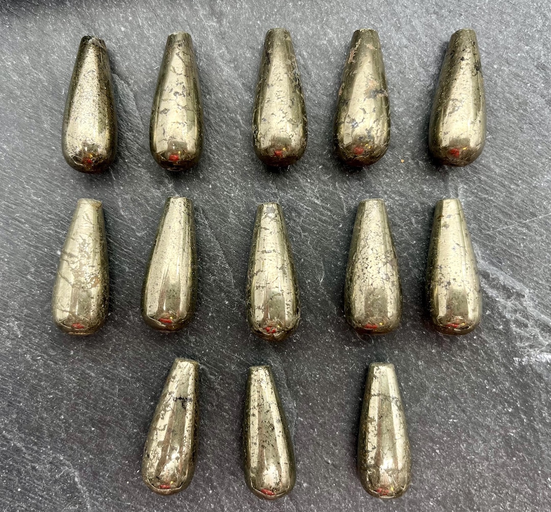 One Iron Pyrite Drop Bead: 30mm, Natural, Fools Gold - Etsy