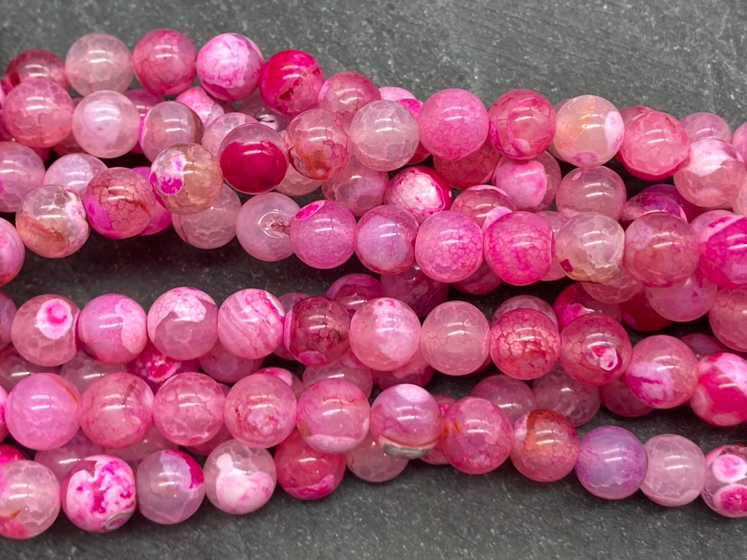 8mm Pink Fire Agate Beads Full or Half Strand Round Hot - Etsy