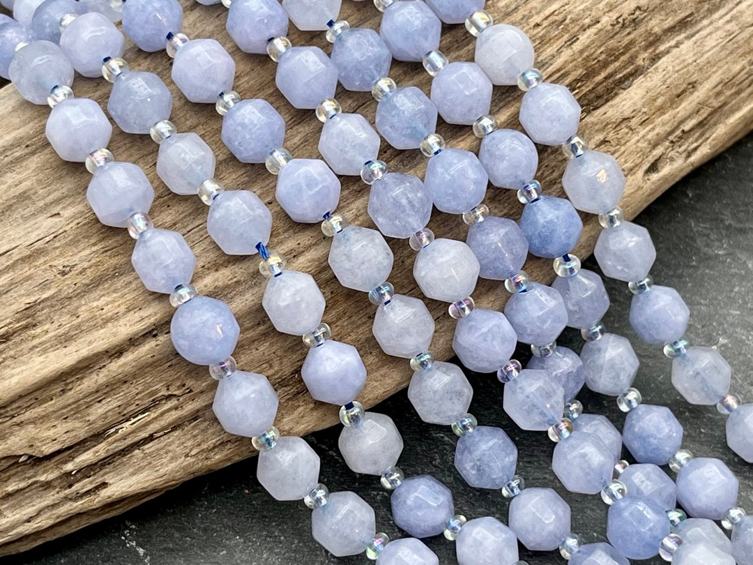 8mm Faceted Light Blue Jade Prism Beads: Round - Etsy