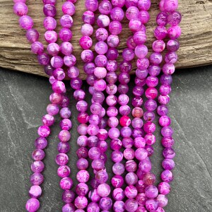 8mm Pink Fire Agate Beads, Full or Half Strand, Round, Purple Pink ...