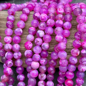 8mm Pink Fire Agate Beads, Full or Half Strand, Round, Purple Pink ...