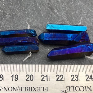 Metallic Blue Quartz Crystal Points Trio: Titanium Blue - Etsy