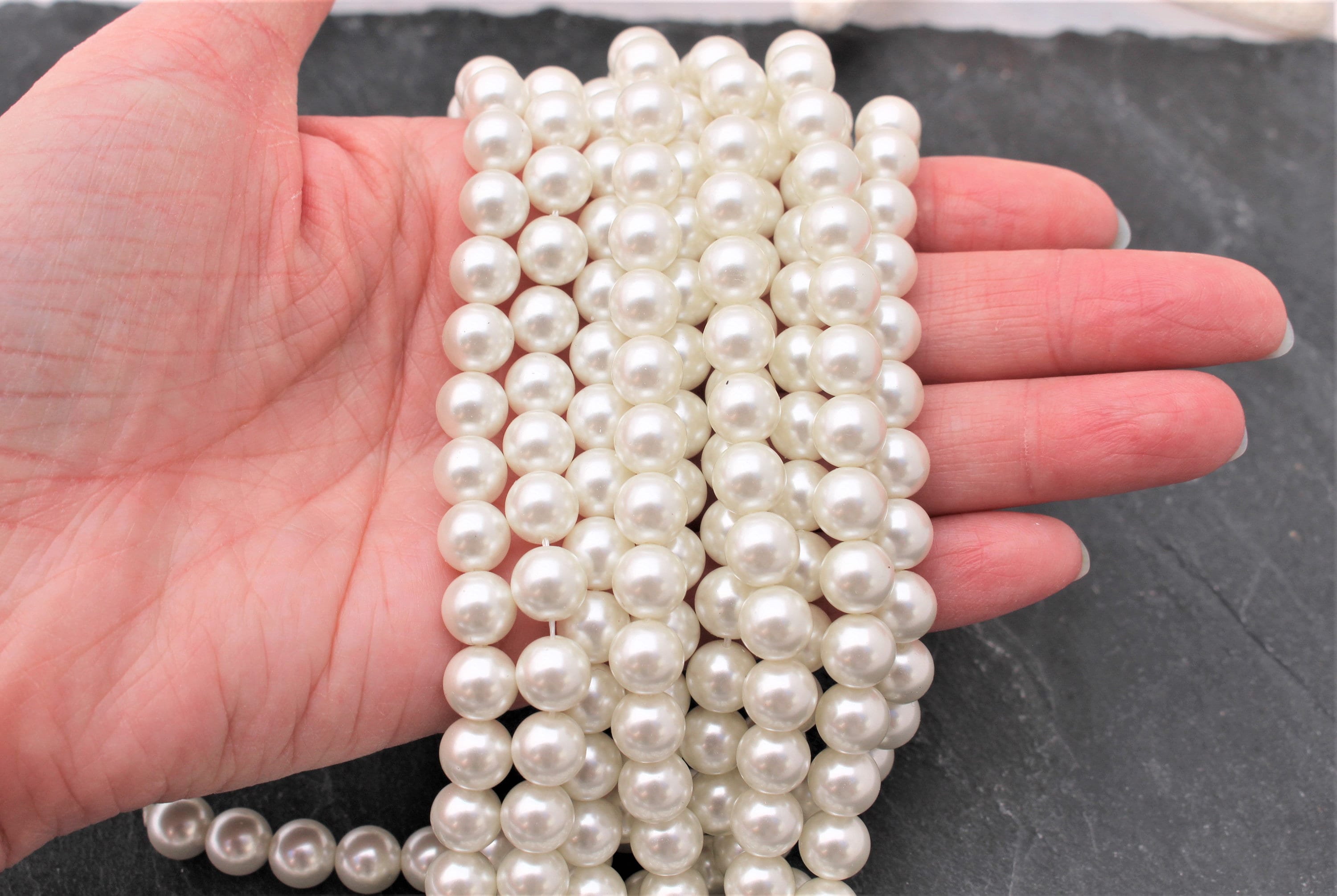 8mm Shell Pearl Beads Full or Half Strand White Pearl Beads - Etsy