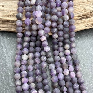 8mm Frosted Amethyst Beads, Full Strand or Half Strand, Frosted ...