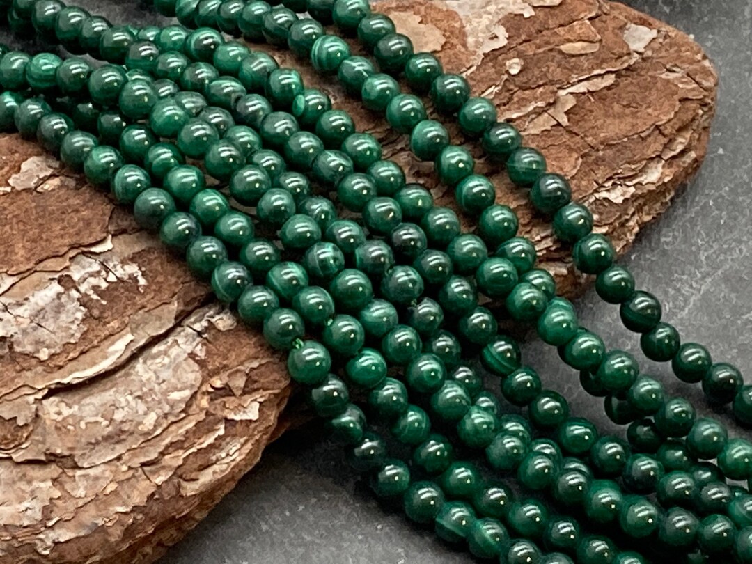 4mm Natural Malachite Beads: Green Banded Stone, Full or Half Strand - Etsy