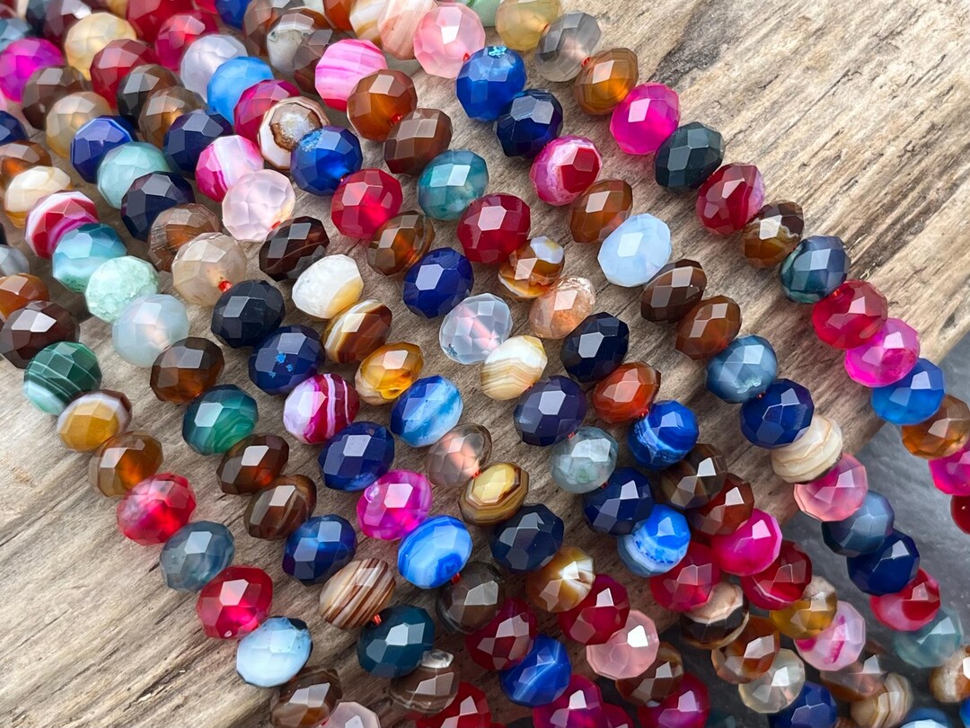 Multi Color Agate Beads: 8x5mm, Faceted, Rondelle - Etsy