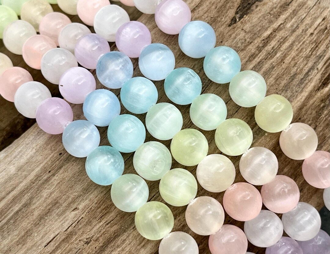 8mm Light Rainbow Selenite Beads: Round, Dyed - Etsy
