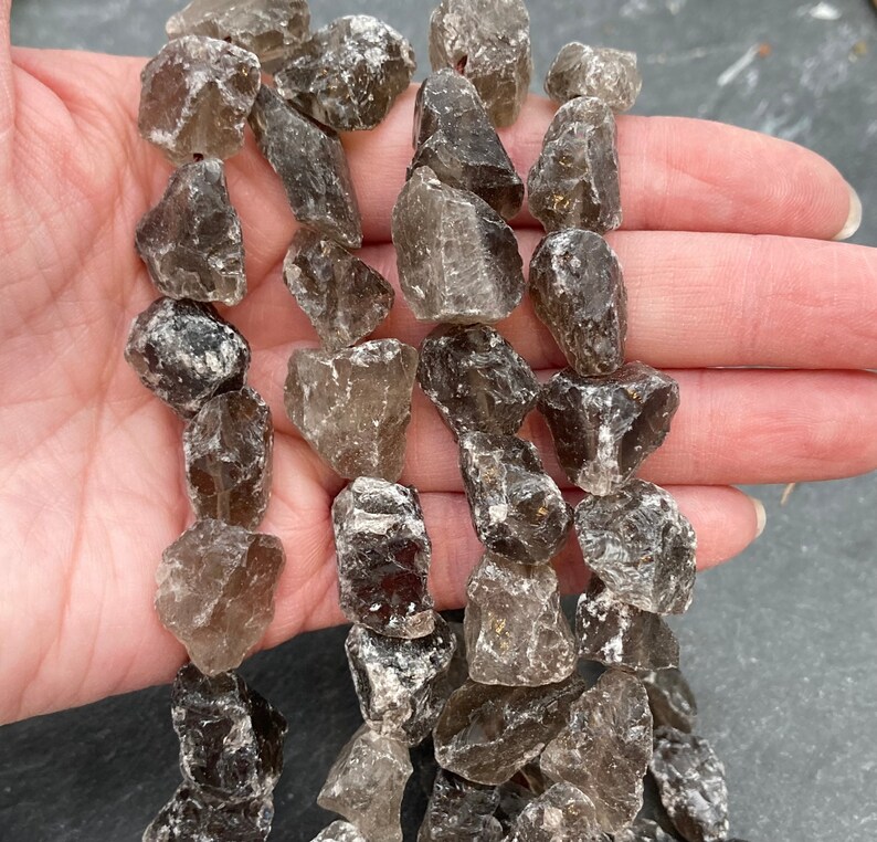 Rough Cut Smoky Quartz Beads Raw Smoky Quartz Smoky Quartz - Etsy