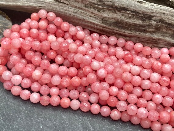 Pink Jade Beads 8mm Faceted Round Jade Beads 8mm Jade - Etsy
