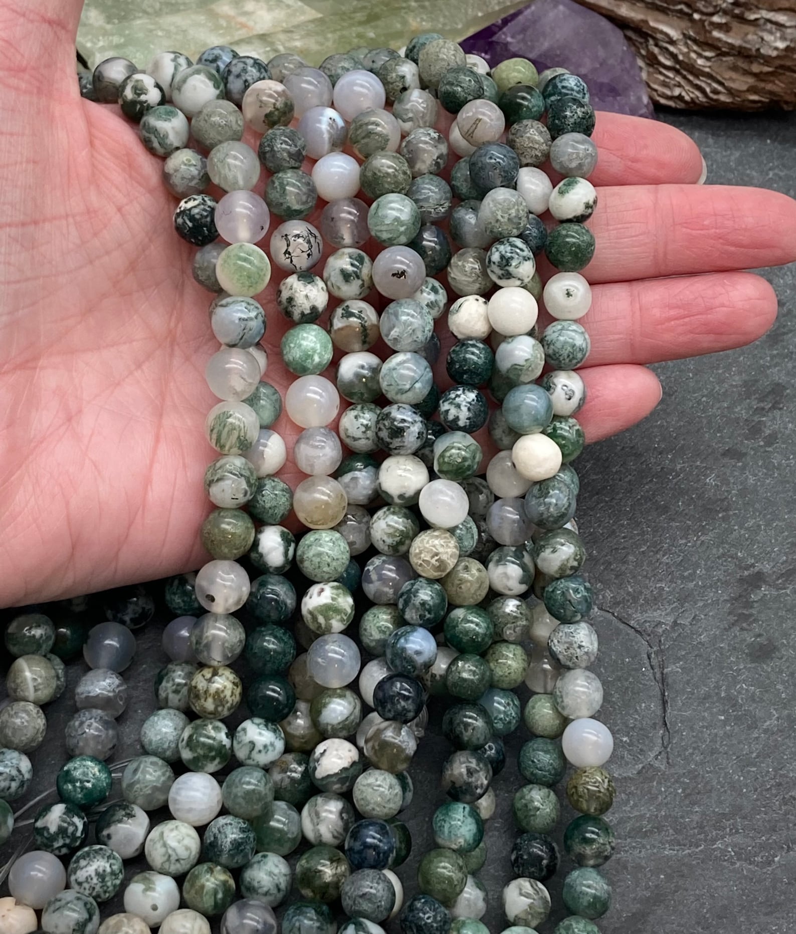 8mm Tree Agate Beads Round Full or Half Strand 8mm Round | Etsy