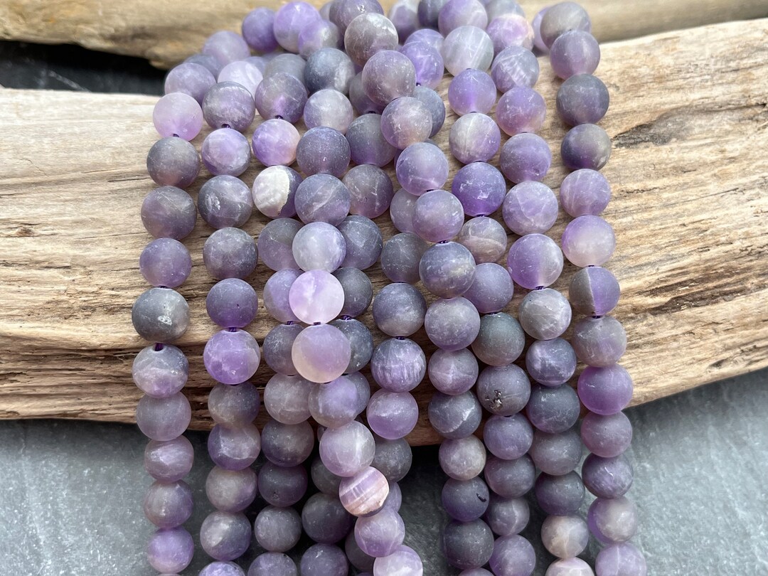 8mm Frosted Amethyst Beads, Full Strand or Half Strand, Frosted ...