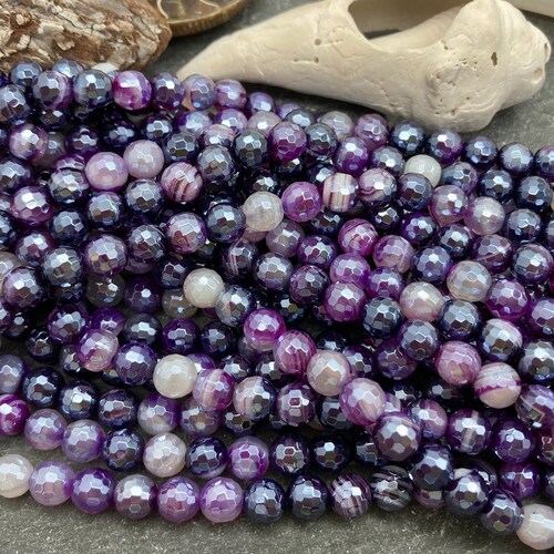 8mm Mystic Purple Agate Faceted Round Aura Agate Purple - Etsy