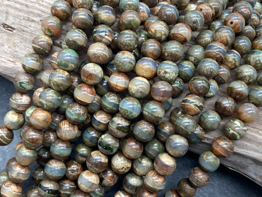 Tibetan Dzi Agate Beads 8mm Striped Tibetan Agate Agate - Etsy