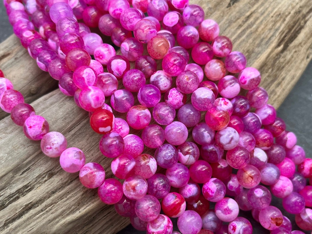 8mm Pink Fire Agate Beads: Full or Half Strand - Etsy