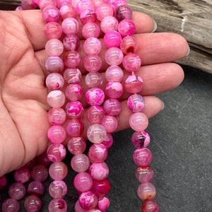 8mm Pink Fire Agate Beads Full or Half Strand Round Hot - Etsy