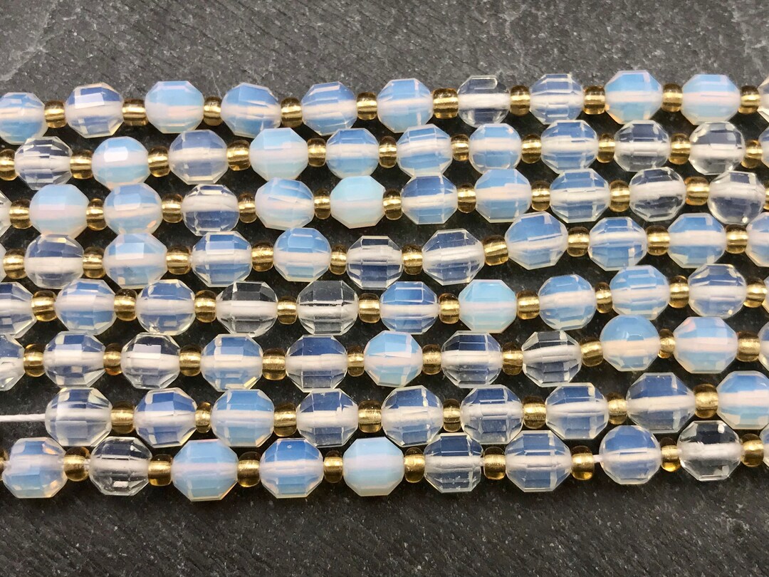 Opalite Prism Beads, 6mm, Full or Half Strand, Faceted, Prism, Tube ...