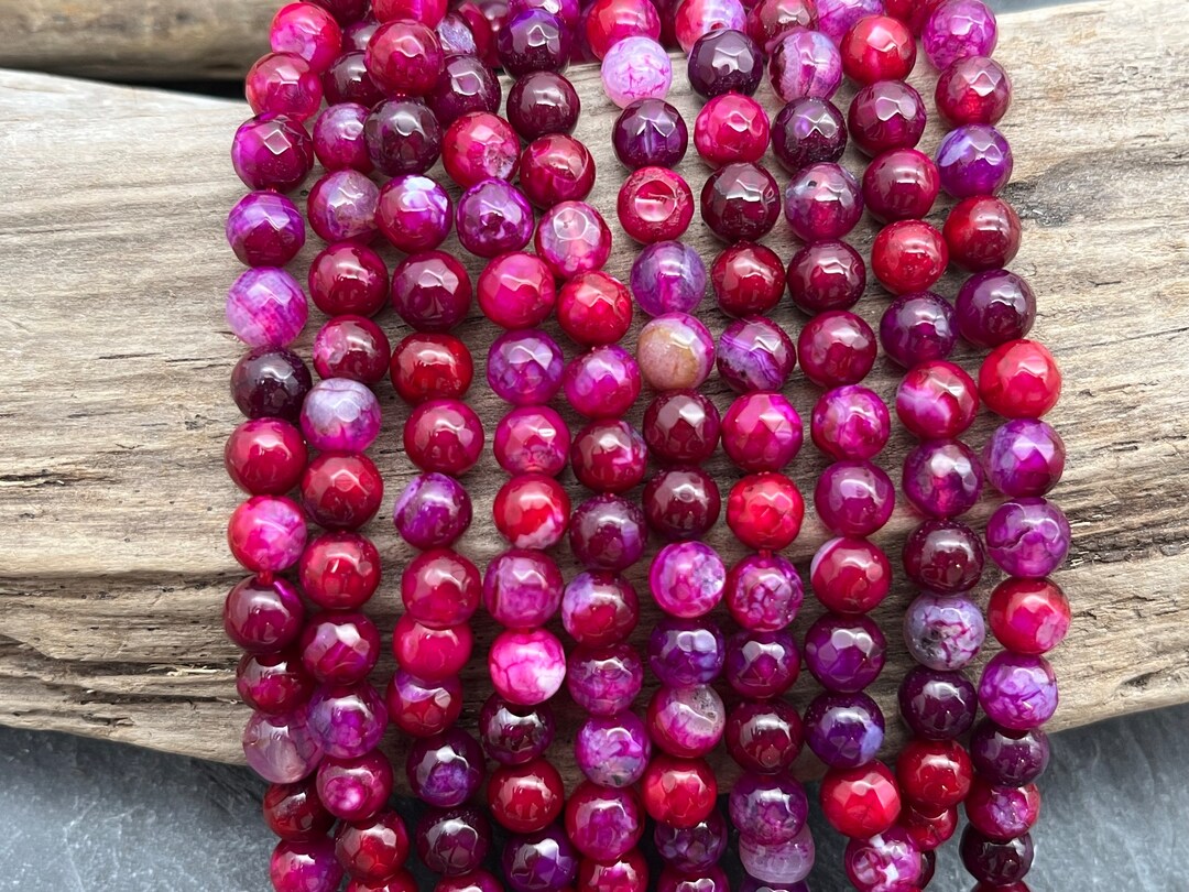 6mm Ruby Red Agate, Round, Full or Half Strand, Fuchsia Beads, Pink ...
