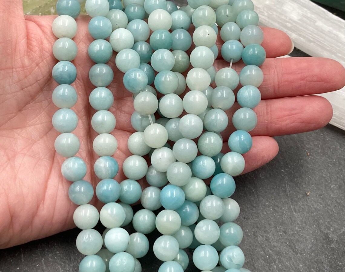 Amazonite Beads 8-9mm Aqua Amazonite Full or Half Strand | Etsy