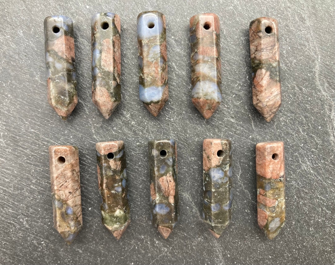 One African Opal Bullet Point Bead, 32mm, Top Drilled, Crystal Point ...