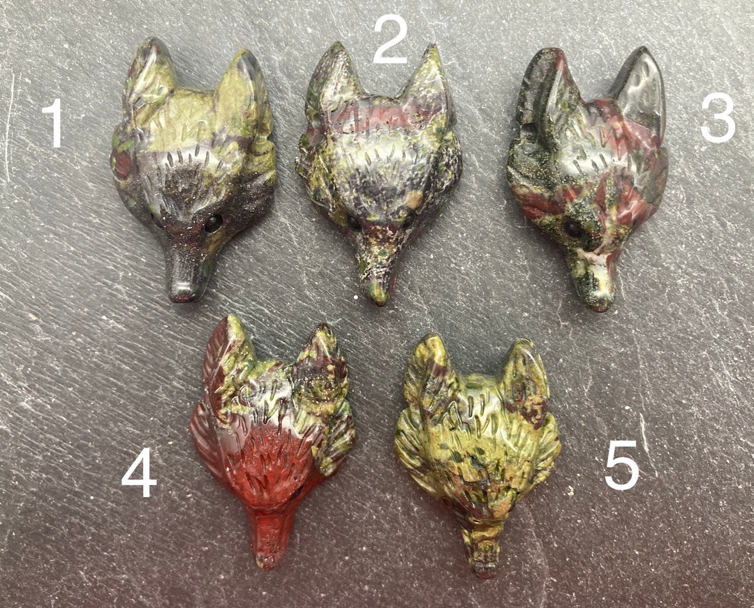 One Wolf Head Focal Bead, Dragon Blood Jasper, Pendant Bead, Wolf Bead ...