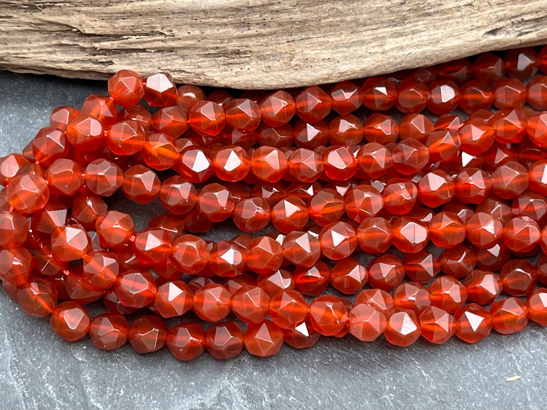 8mm Carnelian Beads, Star Cut, Faceted Natural Bead - Etsy