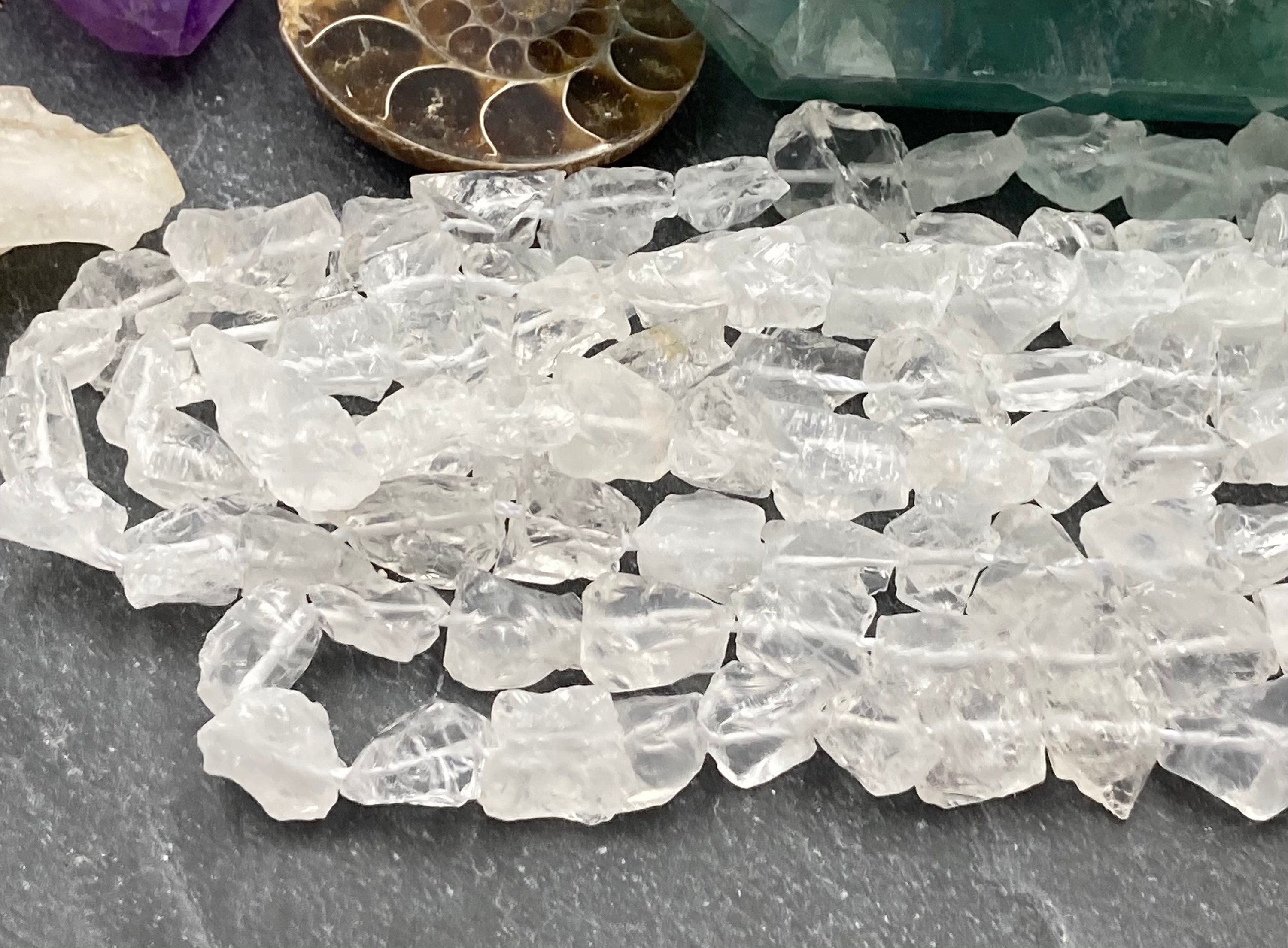 Raw Clear Crystal Quartz Beads Rough Cut Quartz Crystal - Etsy