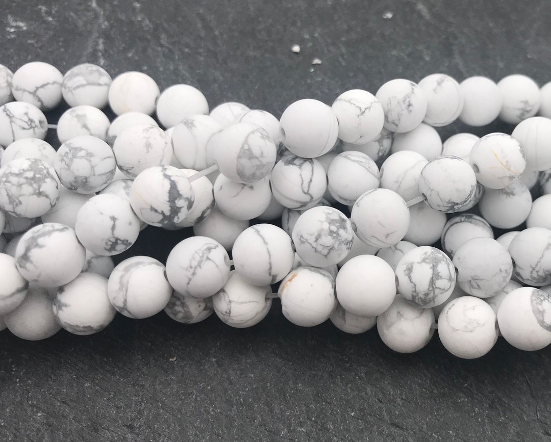 8mm Matte White Howlite Beads: Round Gemstone With Gray Matrix - Etsy