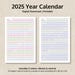 2025 Full Year Calendar Printable (vertical Layout) Color and Neutral ...