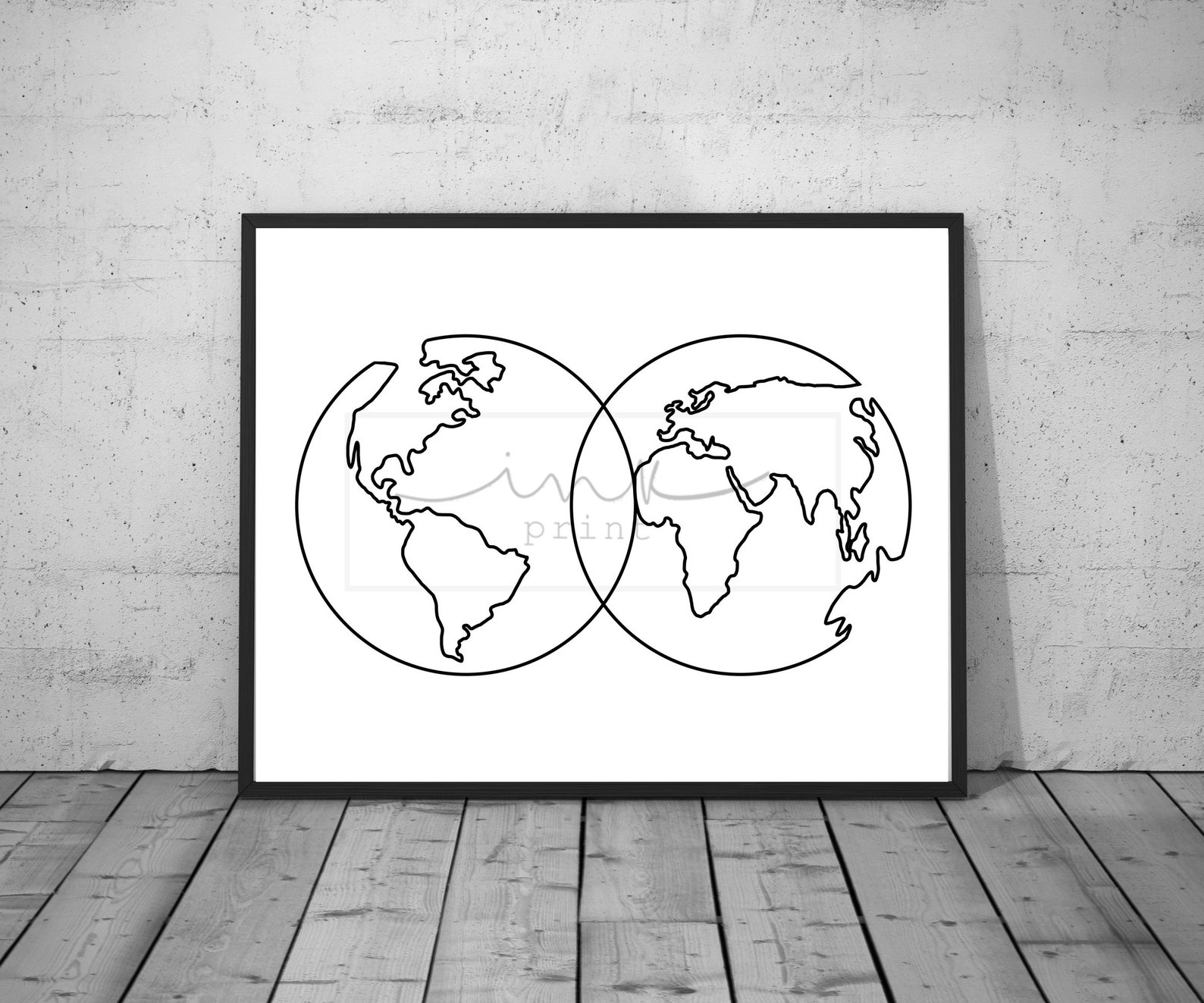 Double Globe World Map (digital Download) - Etsy
