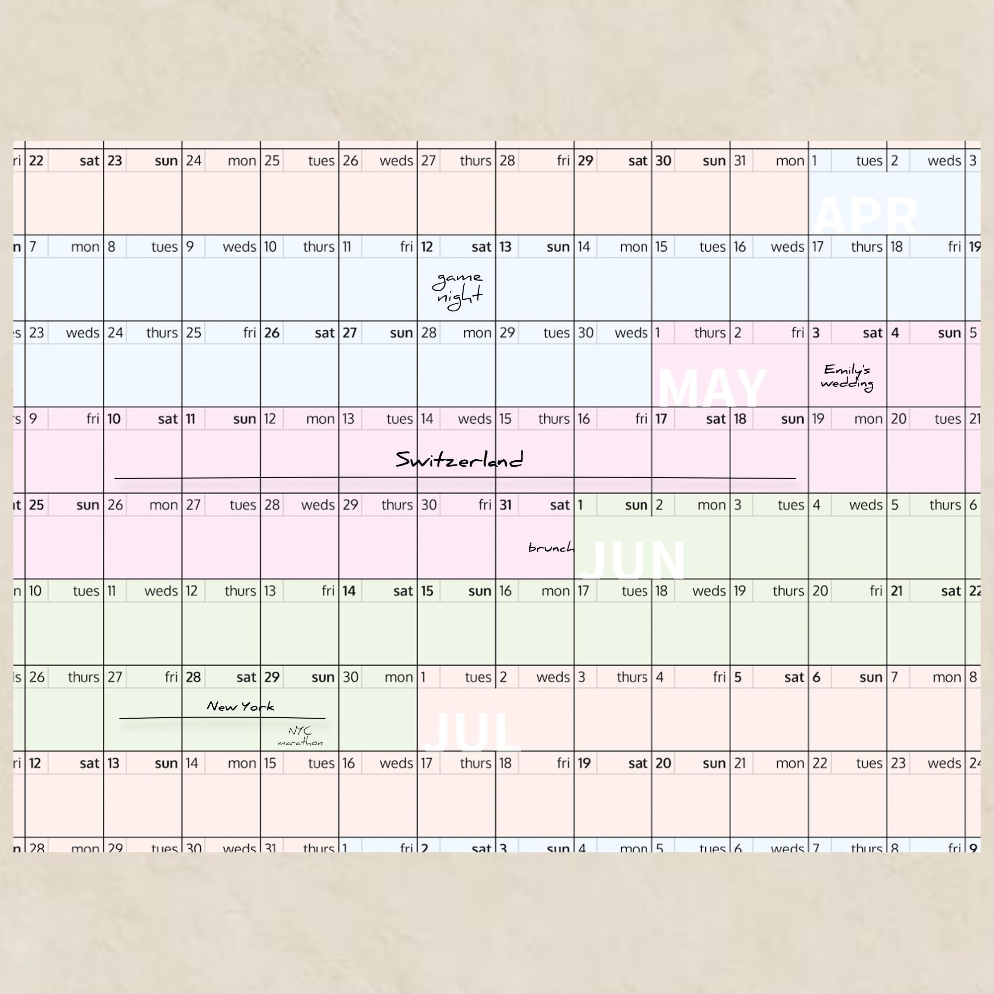 2025 Full Year Calendar Printable (vertical Layout) Color and Neutral ...