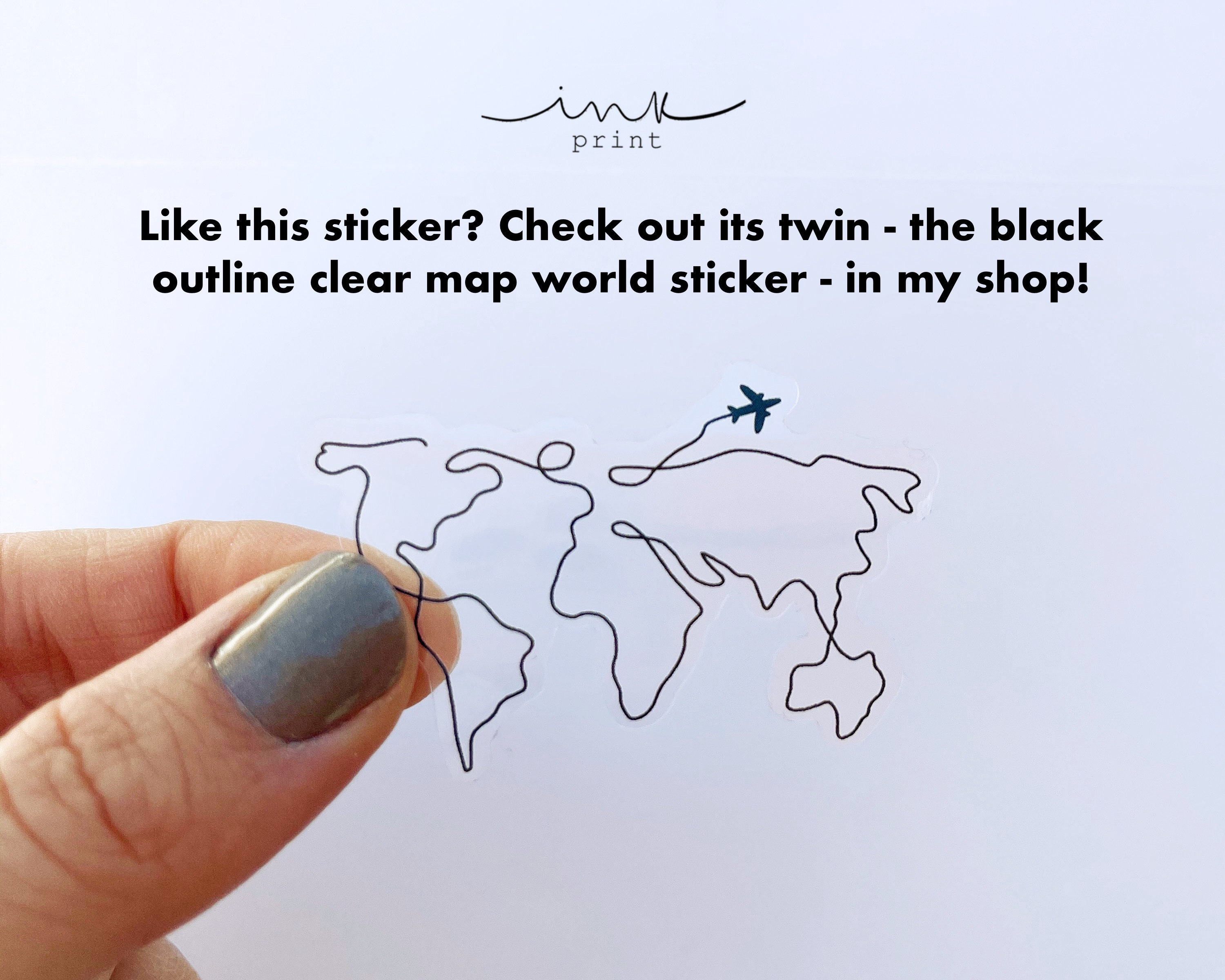 Transparent World Map Sticker White, Clear World Map Sticker, Travel ...