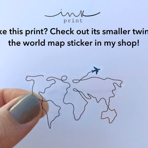 Printable World Map One Line Vector Sketch - Etsy