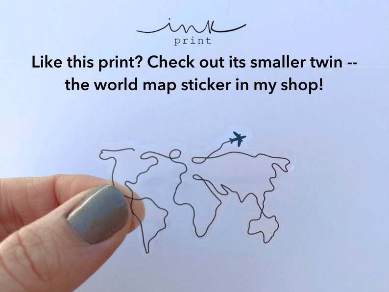 Printable World Map One Line Vector Sketch - Etsy