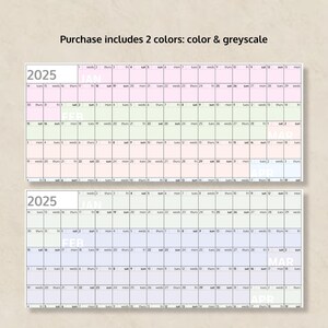 2025 Full Year Calendar Printable (vertical Layout) Color and Neutral ...