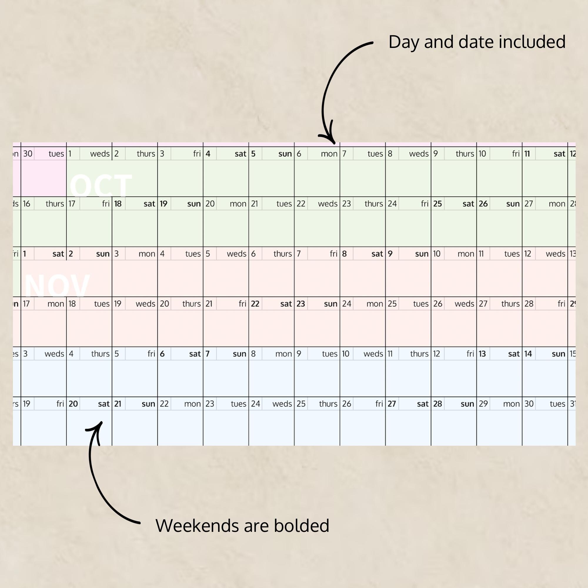 2025 Full Year Calendar Printable (vertical Layout) Color and Neutral ...