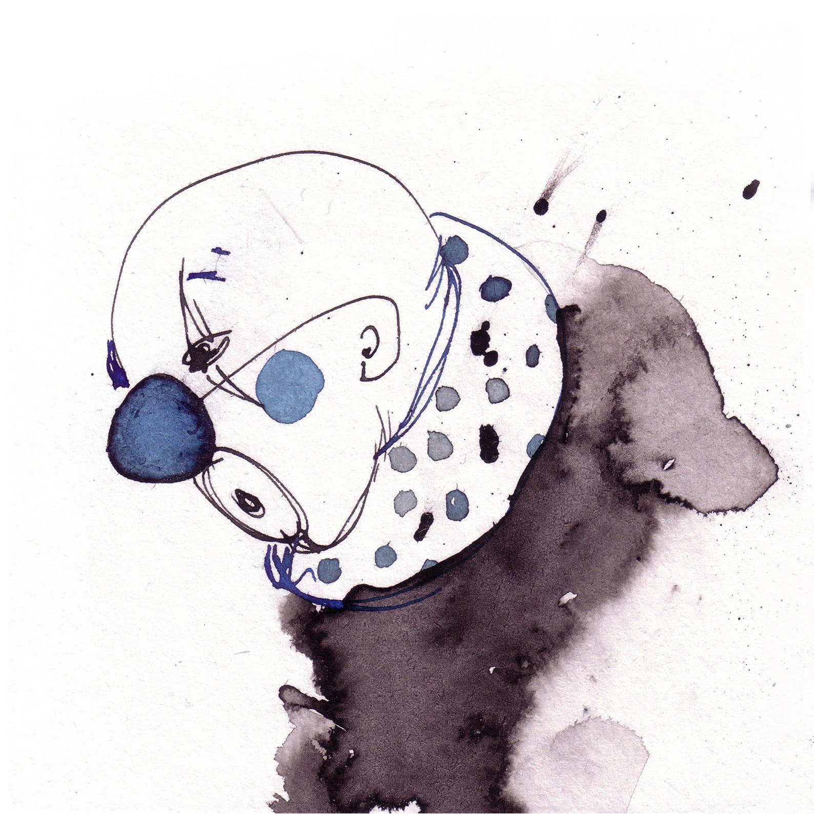 Original Art Print: Blue Clown Portrait Ii.illustration | Etsy