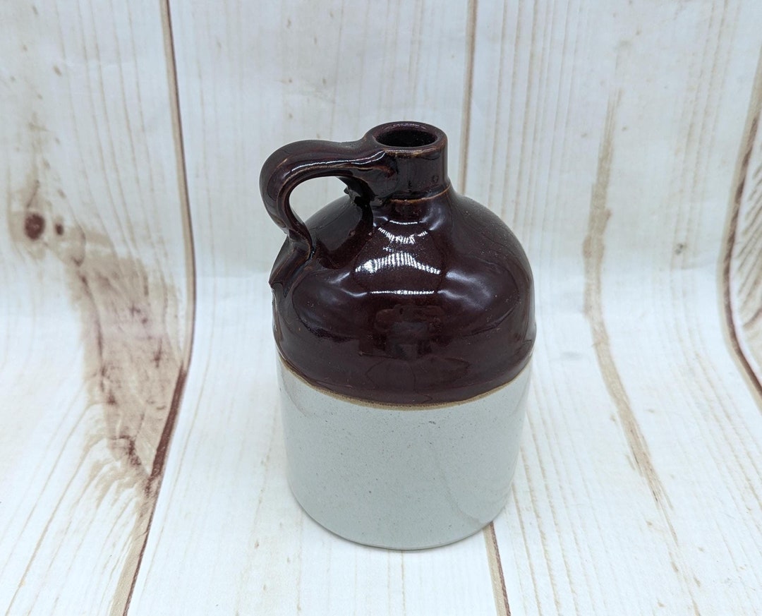 Vintage Miniature Stoneware Jug Cream &brown 4.75" Tall Unsigned - Etsy