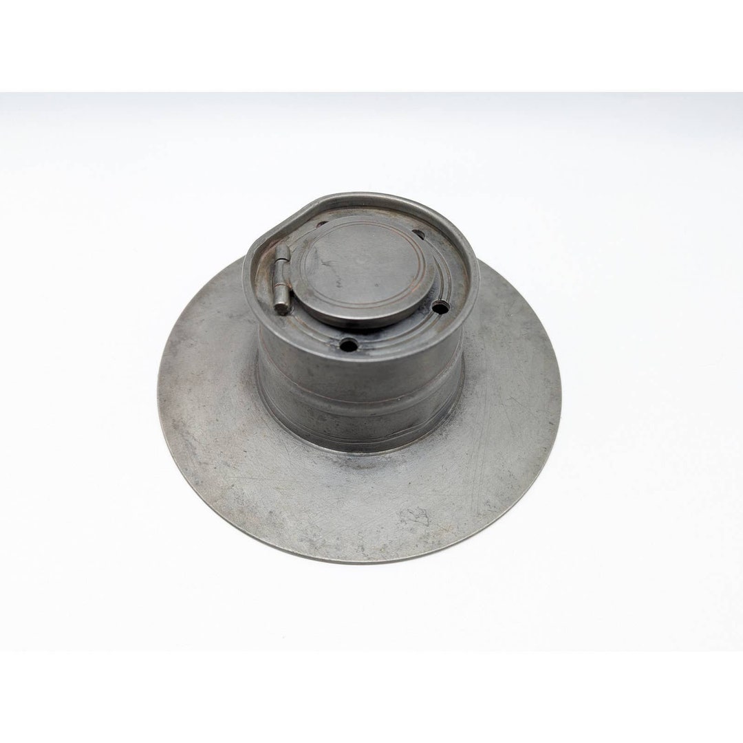 Antique English Pewter Capstan Inkwell With Quill Holes - Etsy