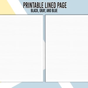 Printable Lined Page Digital Download Filler Paper PDF Download Lined ...