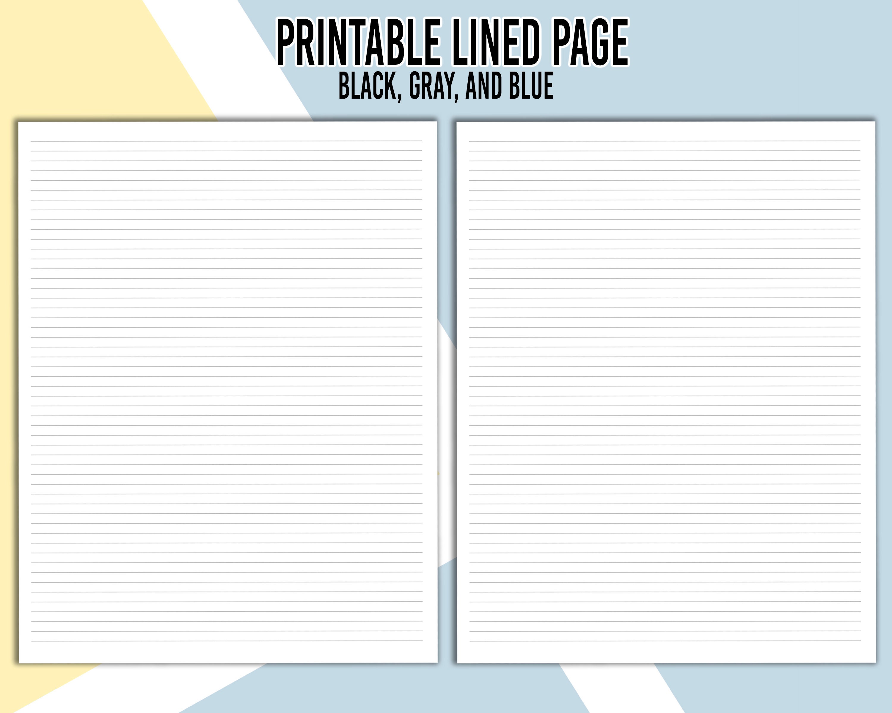 Printable Lined Page Digital Download Filler Paper PDF Download Lined ...
