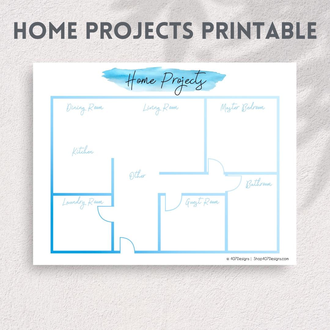 Printable Home Projects List | Home to Do List | Digital Download ...