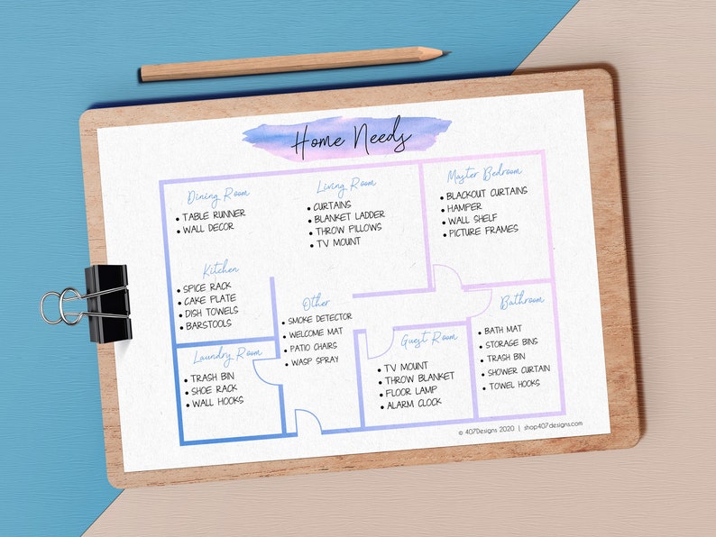 Printable Home Needs List Home Shopping List Digital Download Moving ...