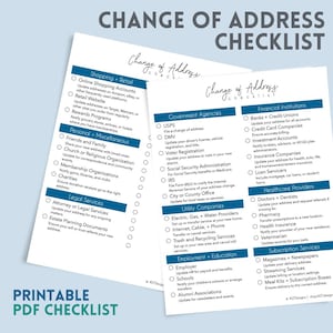 Change of Address Checklist | Digital Download | Moving Checklist | New ...