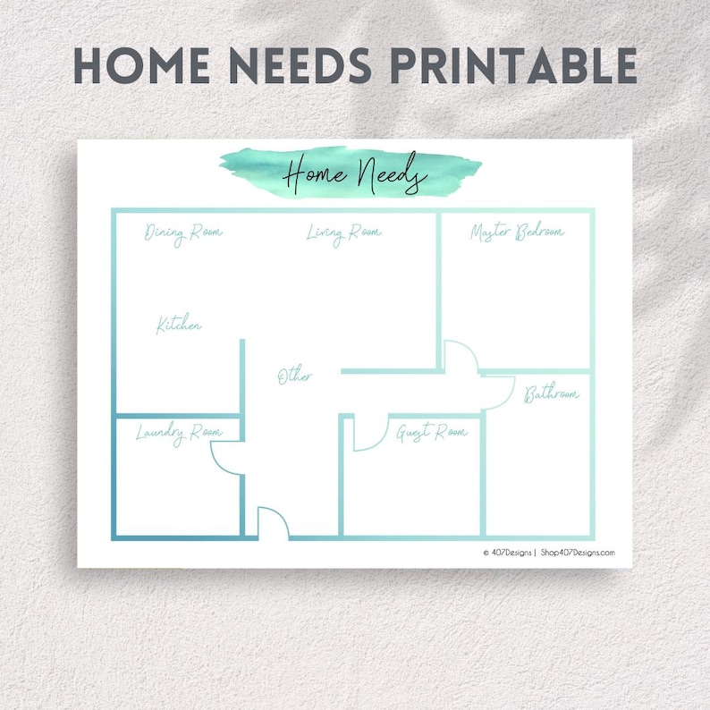 Printable Home Needs List | Home Shopping List | Digital Download ...