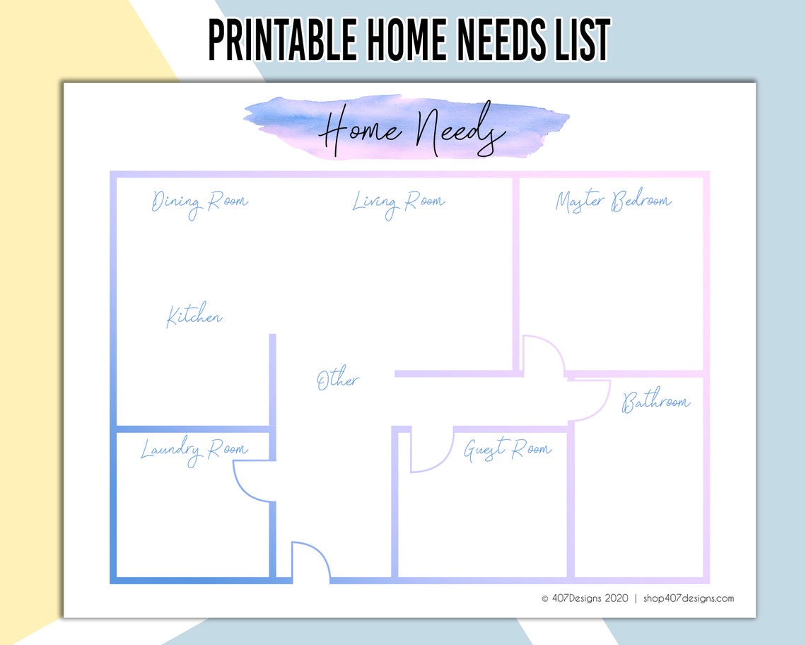 Printable Home Needs List Home Shopping List Digital Download Moving ...