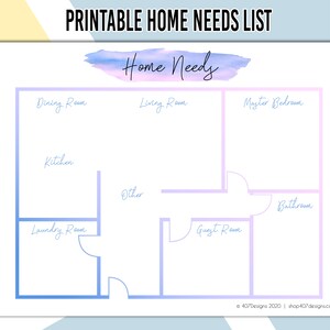 Printable Home Needs List Home Shopping List Digital Download Moving ...